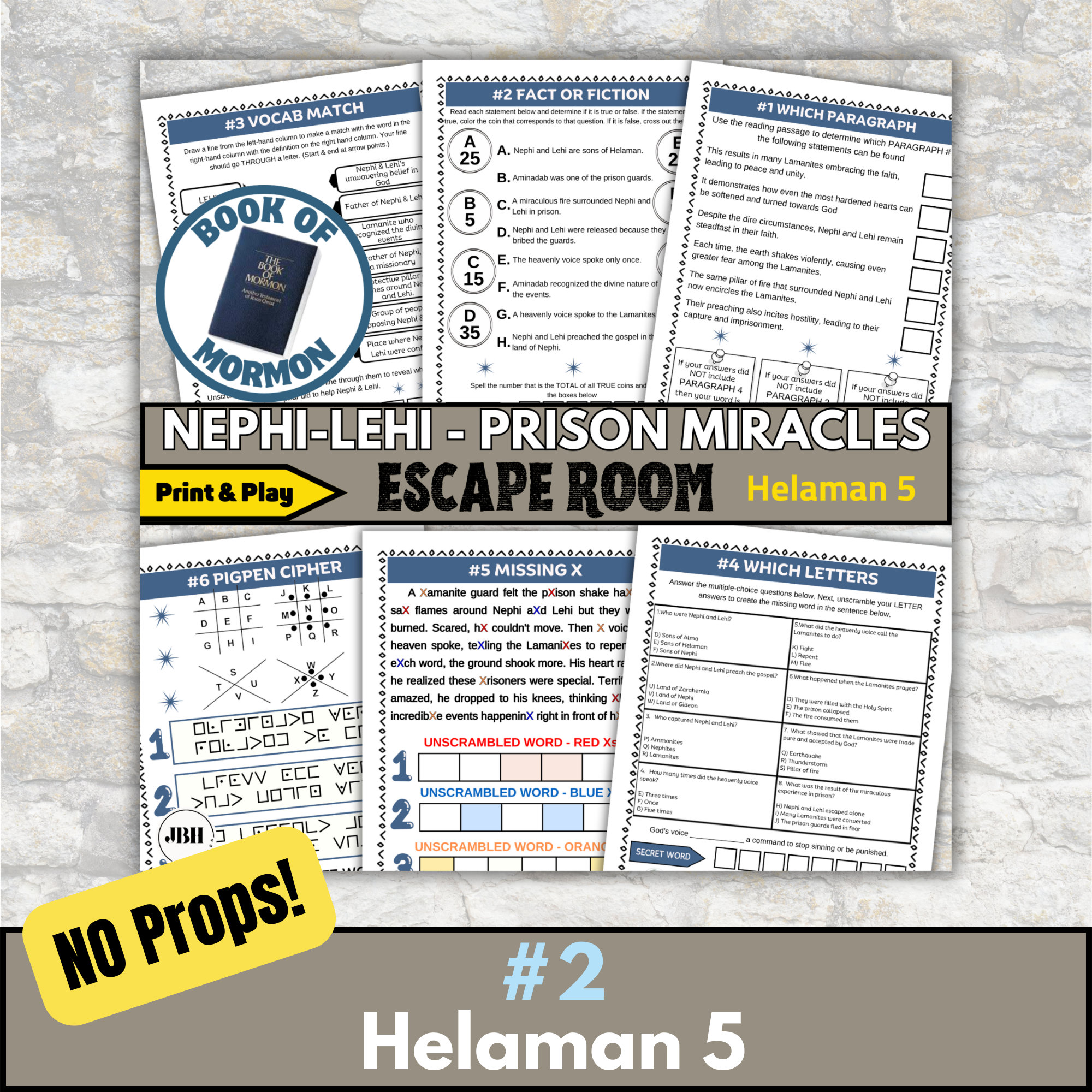 Book of Mormon Adventure Bundle #6 - 5 Escape Rooms for Engaging Study ...