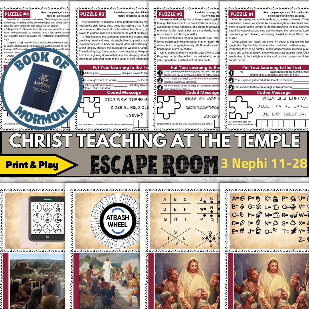 Christ Teaching Escape Room: Book of Mormon Family Game (printable) - Etsy