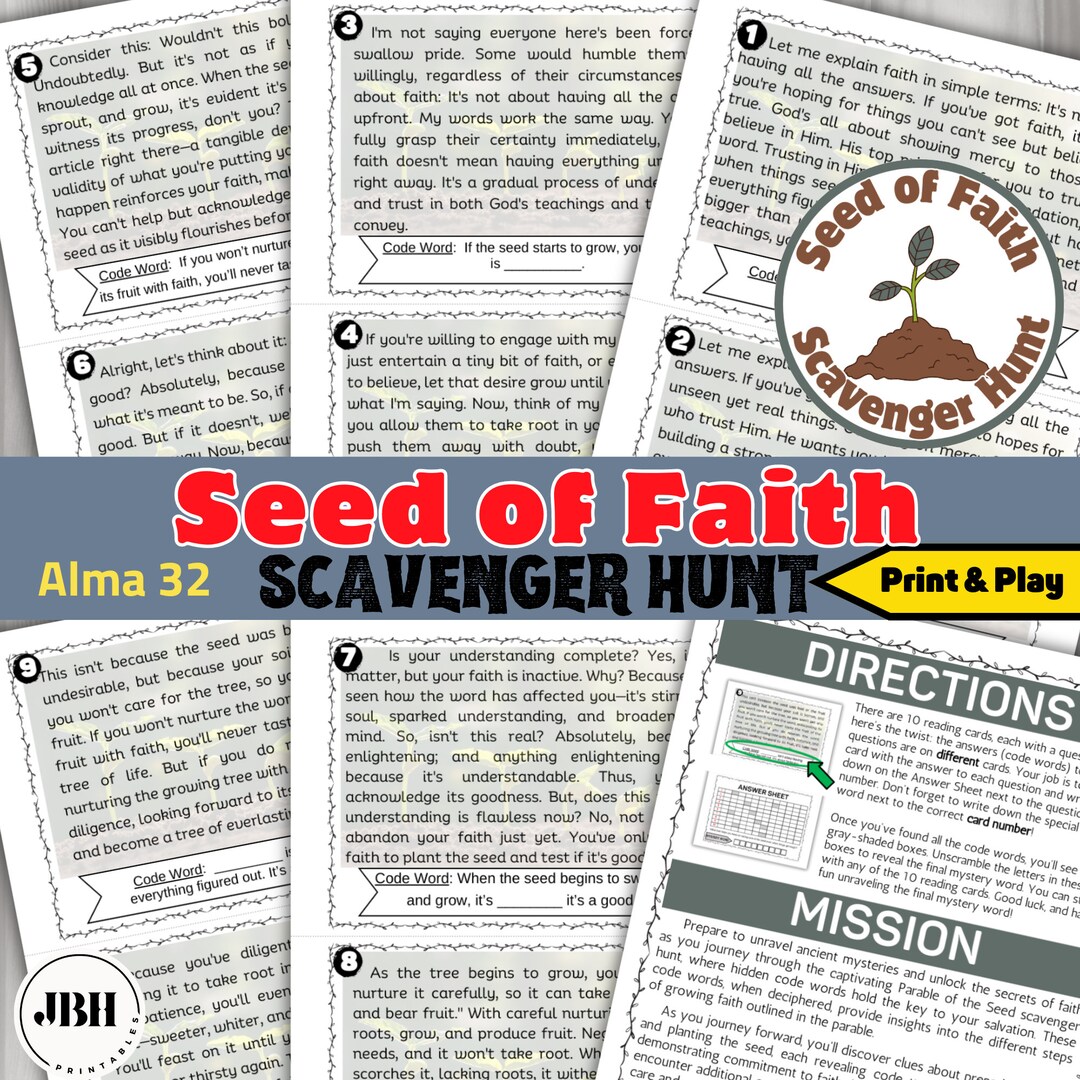 Faith's Path Scavenger Hunt: Alma 32 Printable Escape Room - Etsy