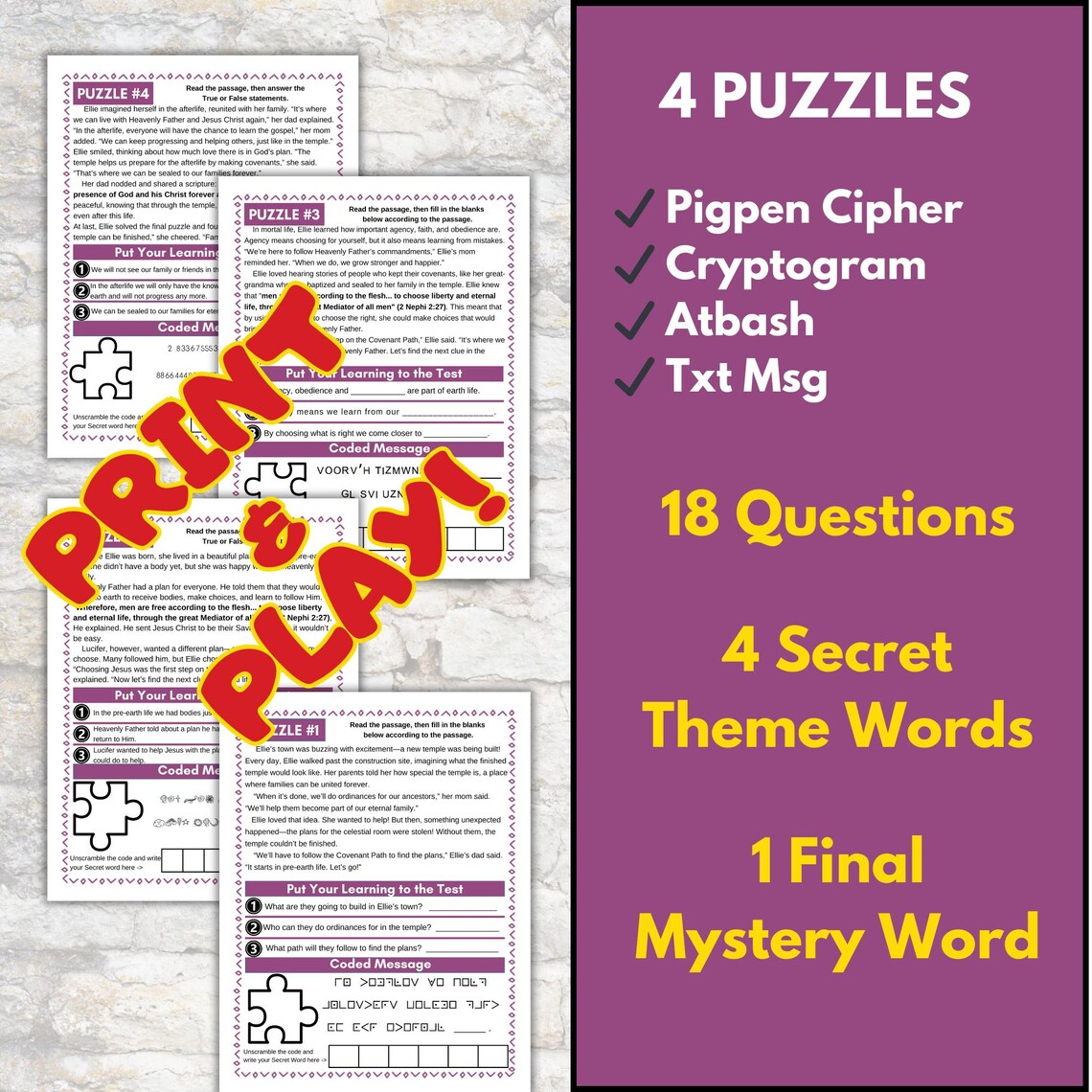 Covenant Path Escape Room: LDS Temple & Plan of Salvation (printable ...