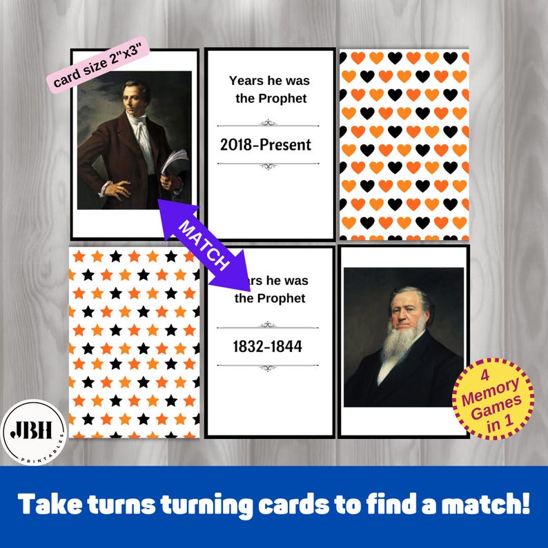 LDS Prophets Memory Game: Church History Family Activity (digital ...