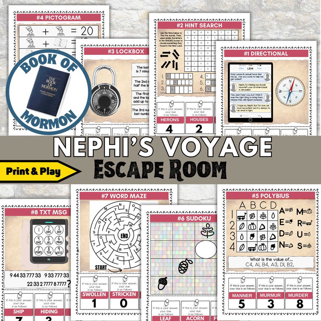 Nephi's Voyage Printable Escape Quest Book of Mormon Adventure ...