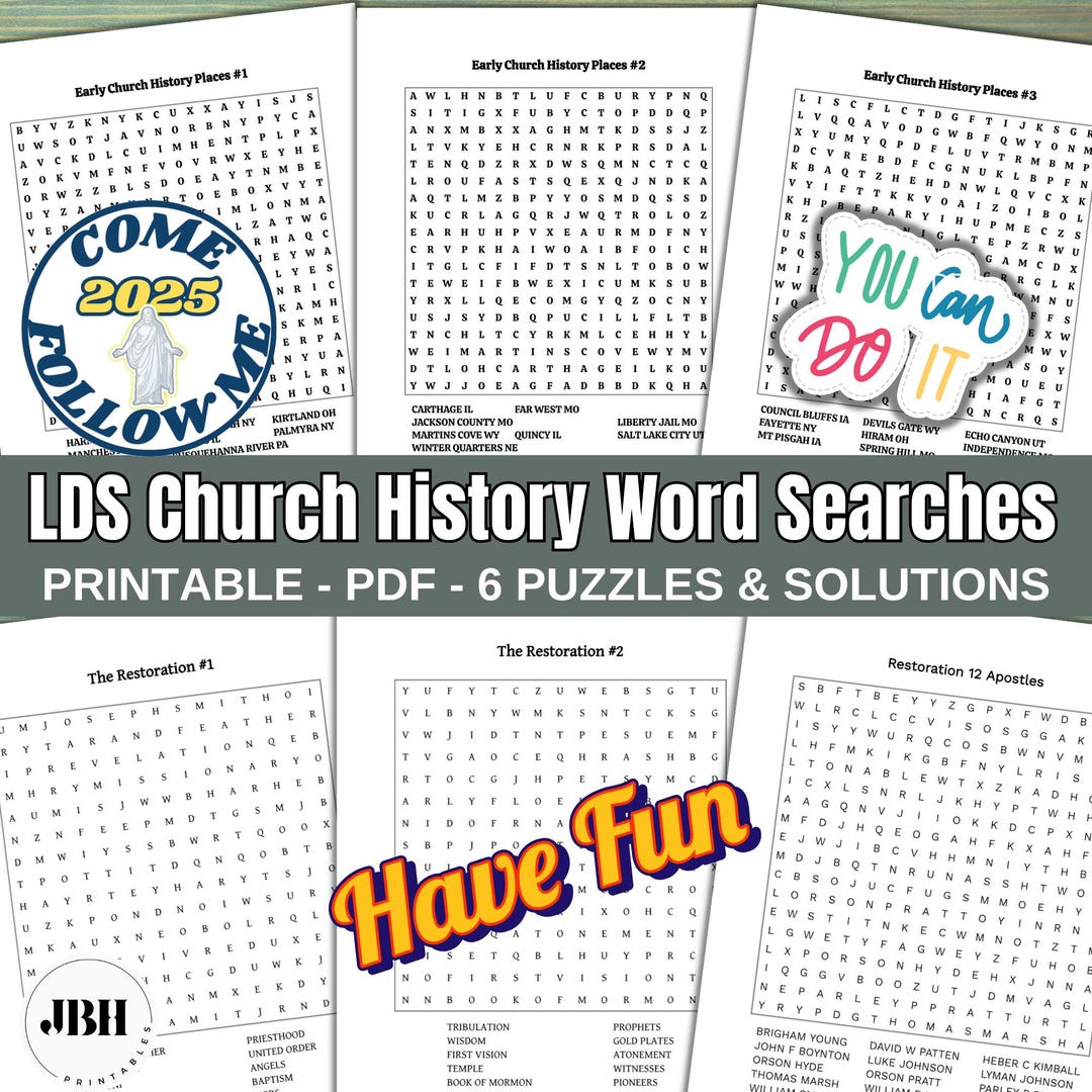 LDS Church History Word Searches, Restoration, Apostles and Places ...