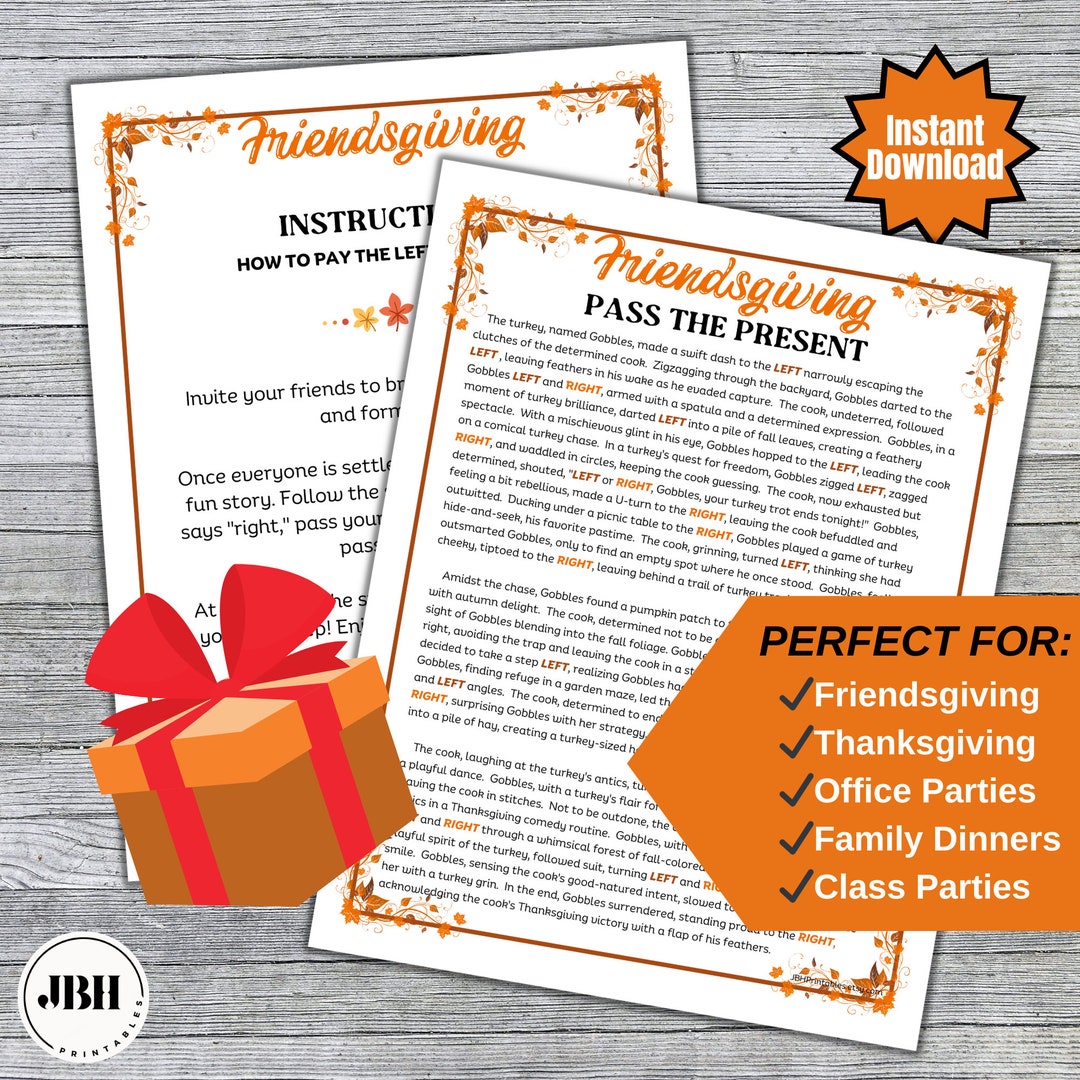 Printable Friendsgiving Pass the Present, Festive Family Gathering ...