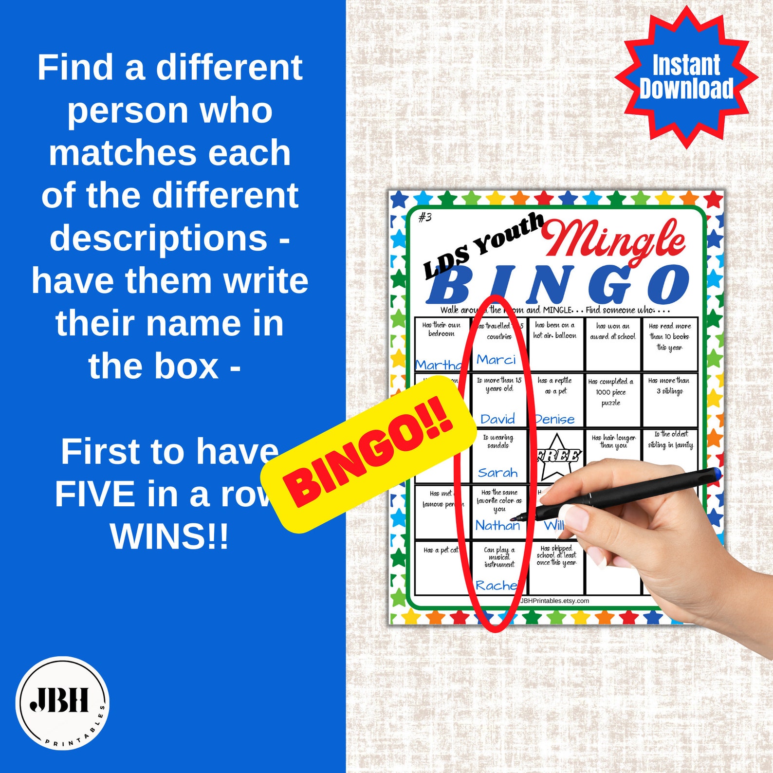 LDS Youth Mingle Bingo Game: Friendship Activity (PDF) - Etsy