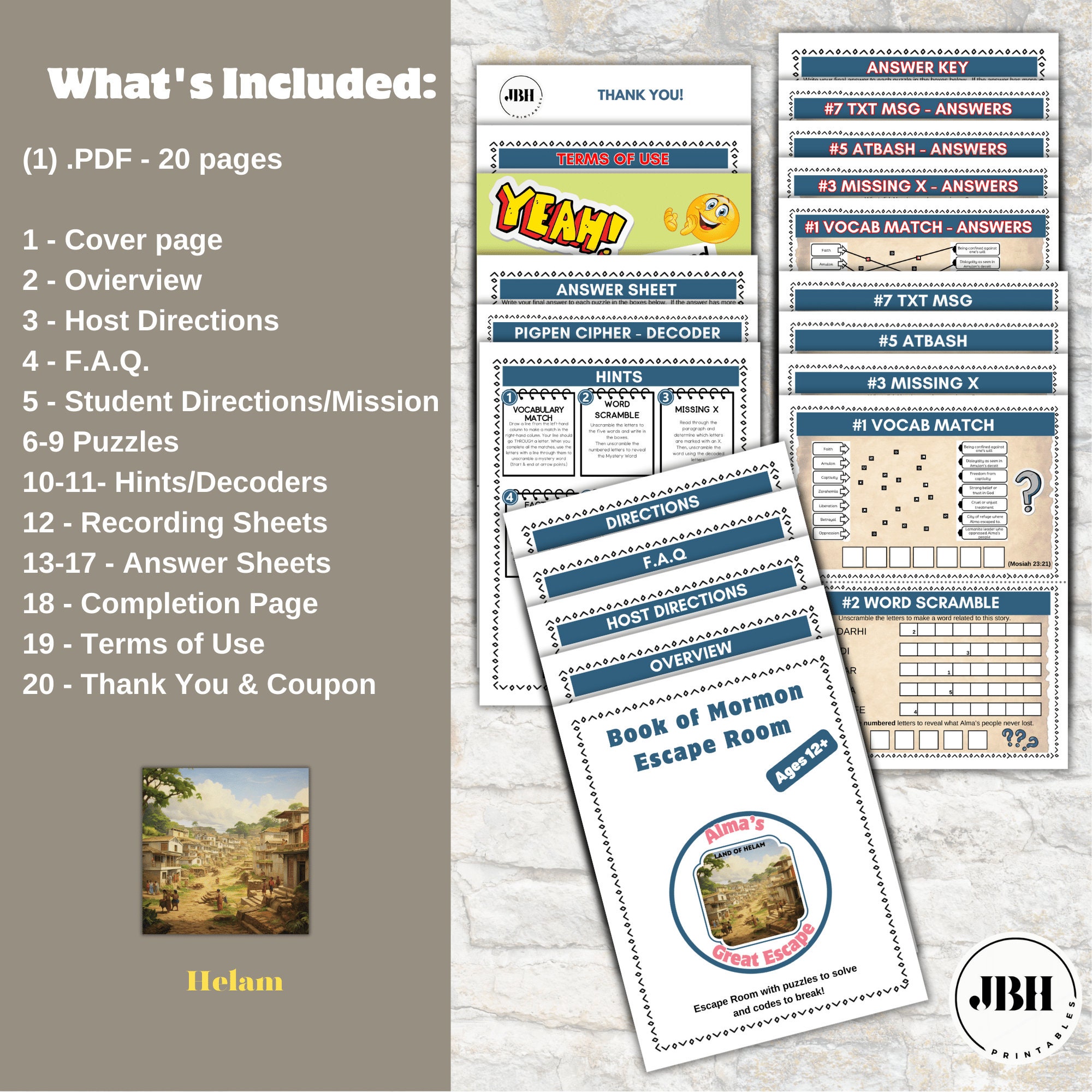 Alma's Great Escape, Book of Mormon Printable Escape Room: Book of ...