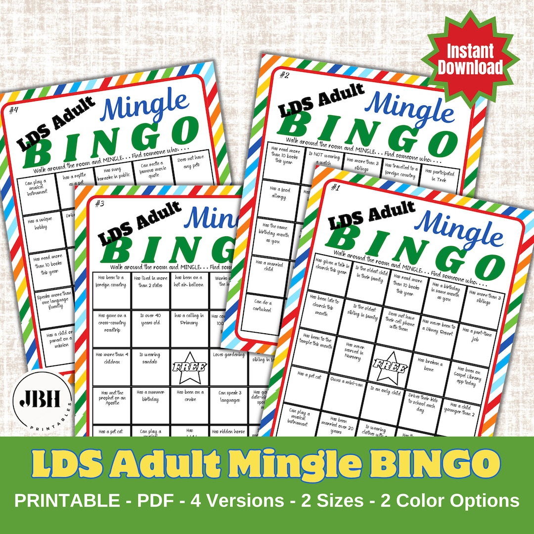 LDS Adult Mingle Bingo: Fun Icebreaker for Social Events, Ward Party ...