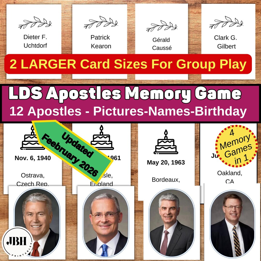 LDS 12 Apostles Memory Game: Large Cards for Group Play - February 2026 ...