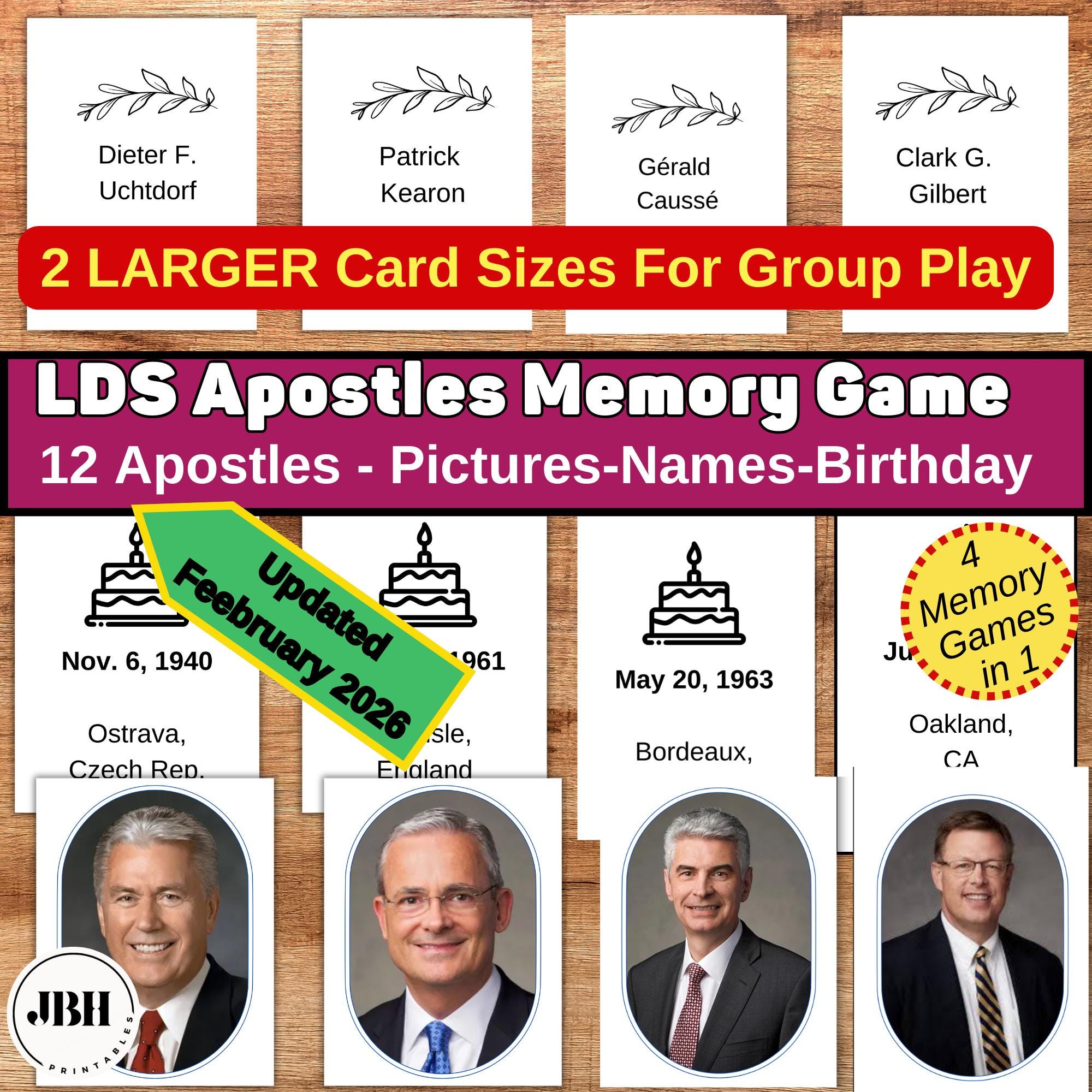 LDS 12 Apostles Memory Game: Large Cards for Group Play - February 2026 ...