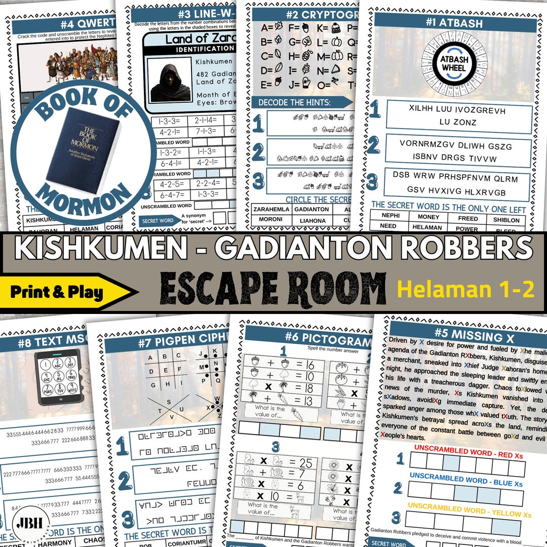 Kishkumen - Gadianton Robbers Printable Escape Room, Solve 8 ...