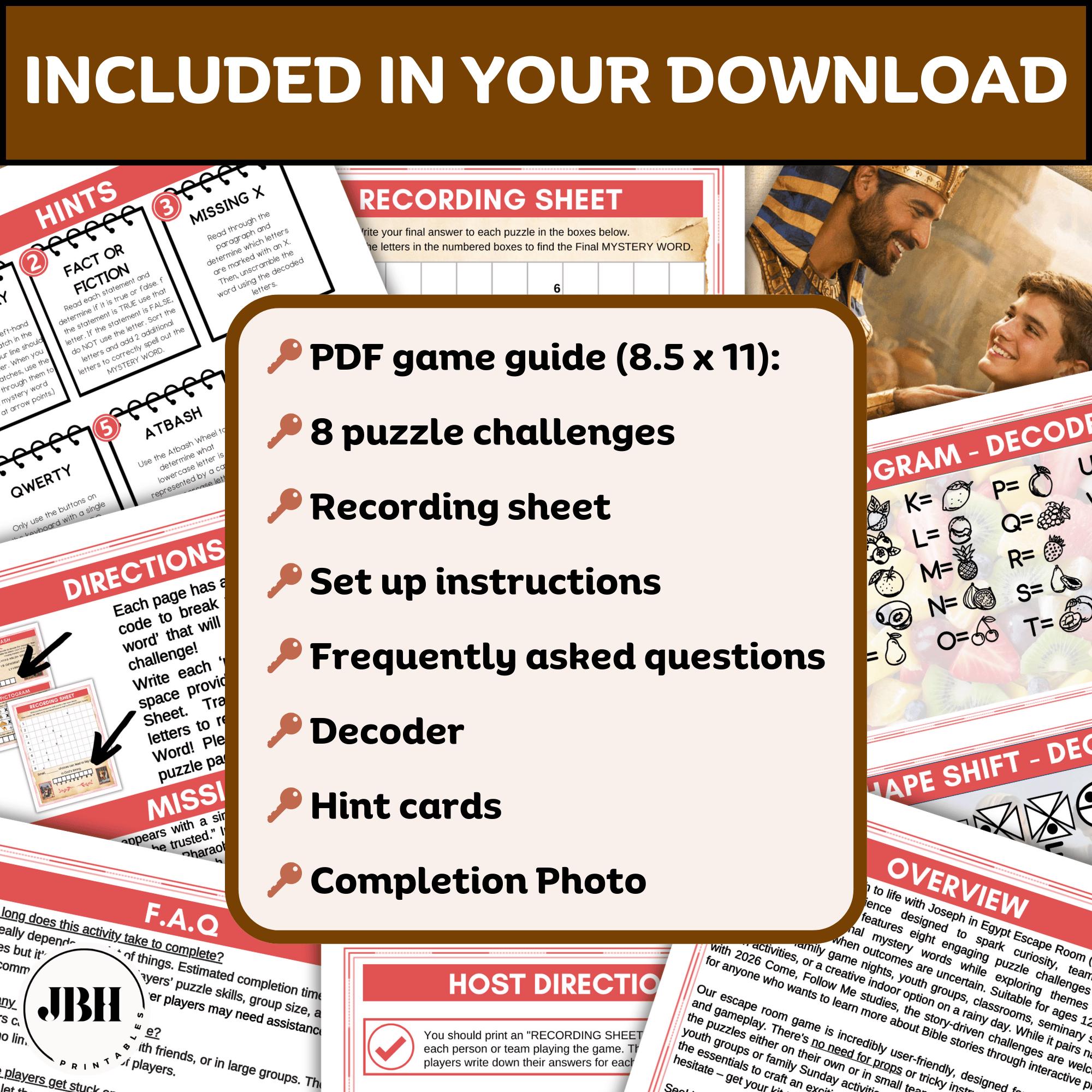 Joseph in Egypt Escape Room Printable, Come Follow Me Joseph Escape ...