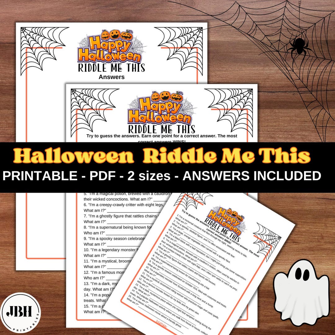 Riddle Me This Halloween – Engaging Printable Game for All Ages ...