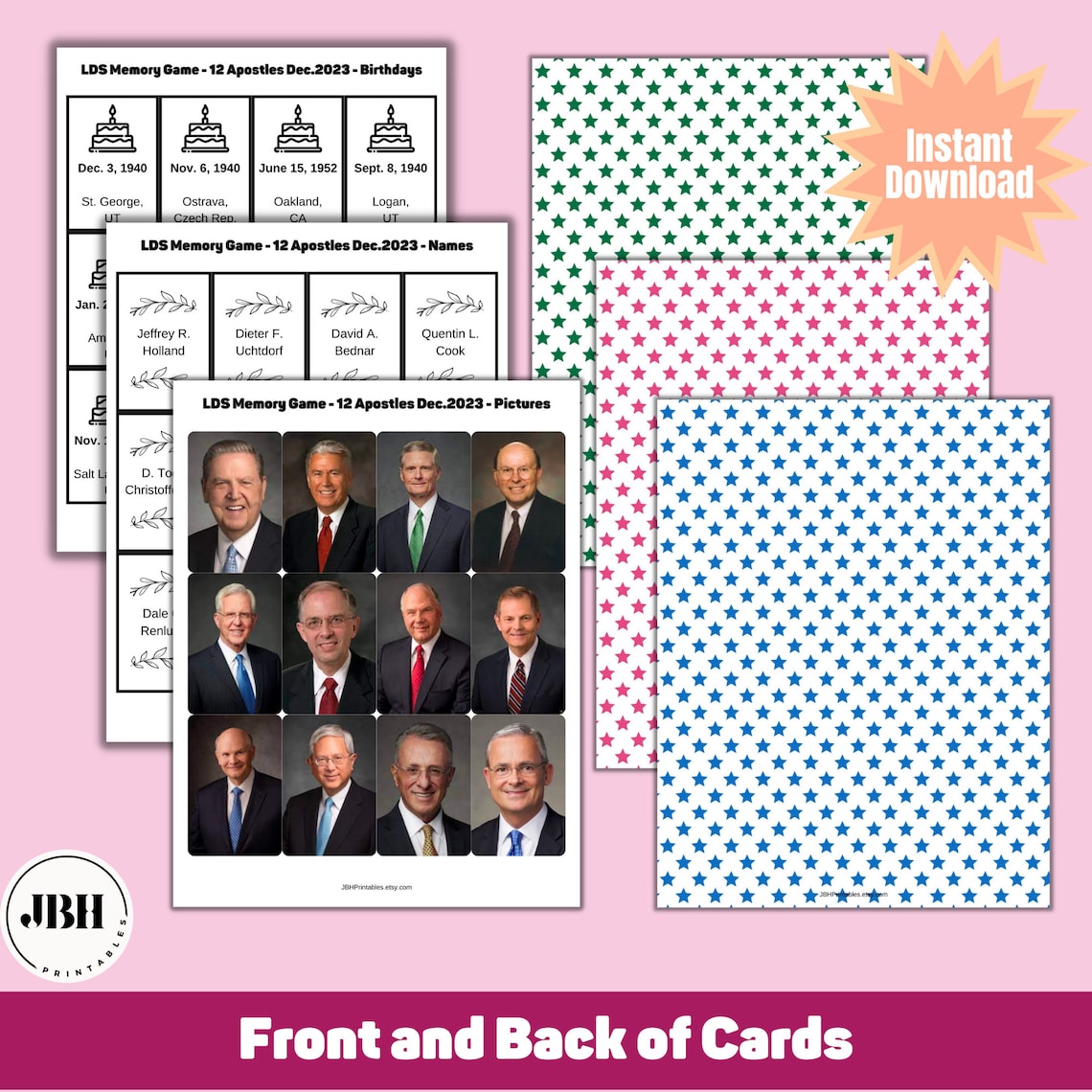 LDS Memory Game 4 Games in 1 12 Apostles Matching Pictures, Names, and ...