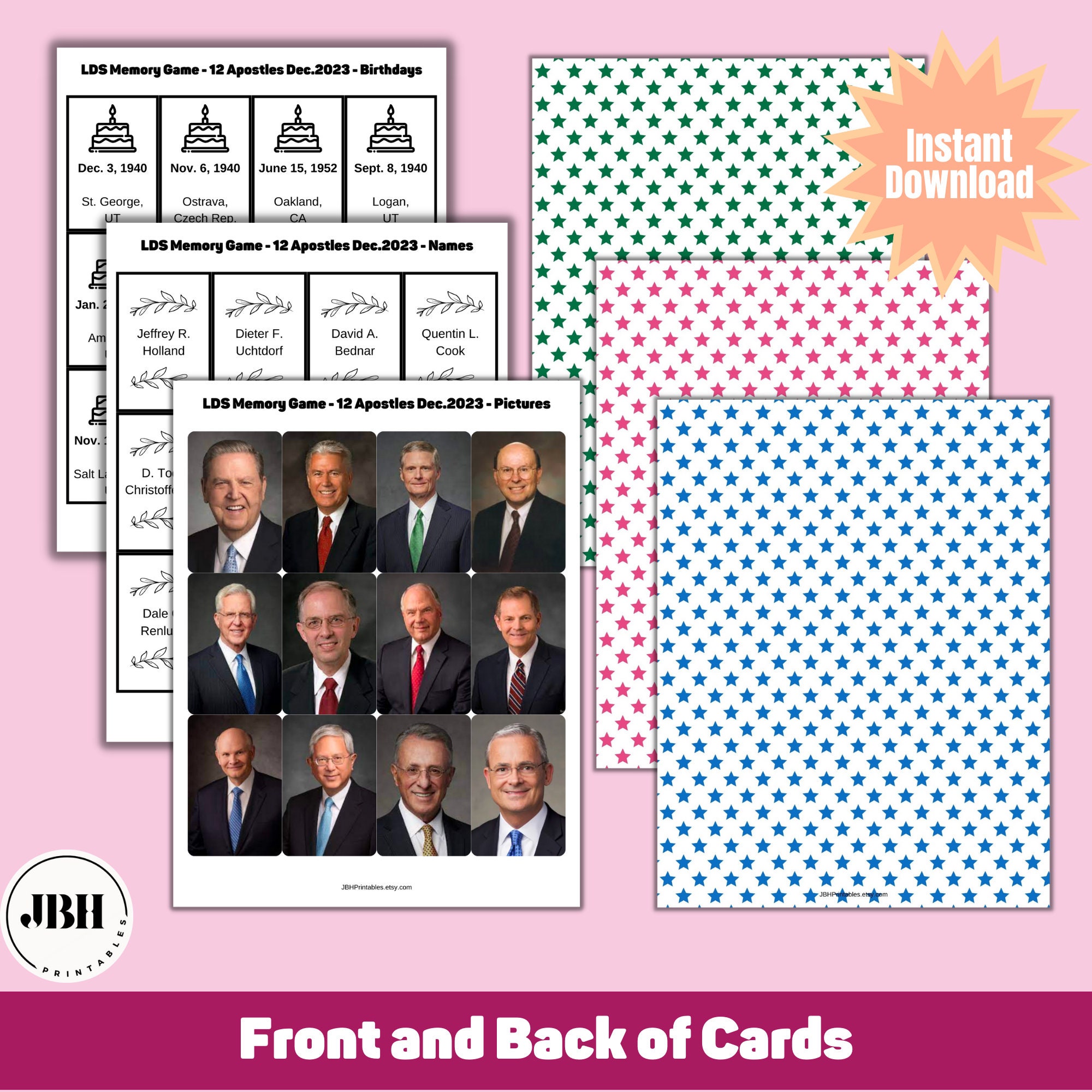LDS Memory Game 4 Games in 1 12 Apostles Matching Pictures, Names, and ...