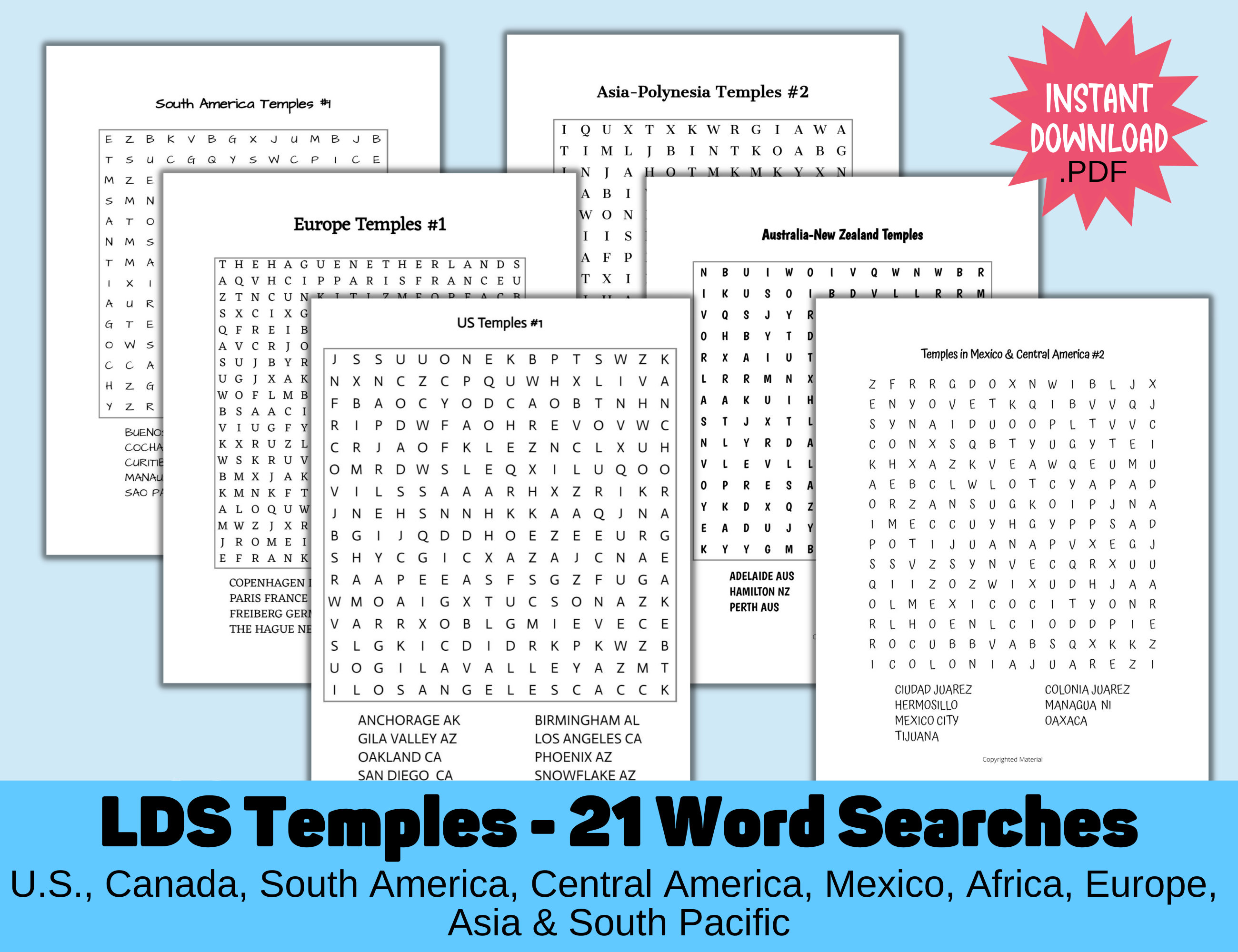 LDS Temple Word Search Games, Printable General Conference Activity for ...