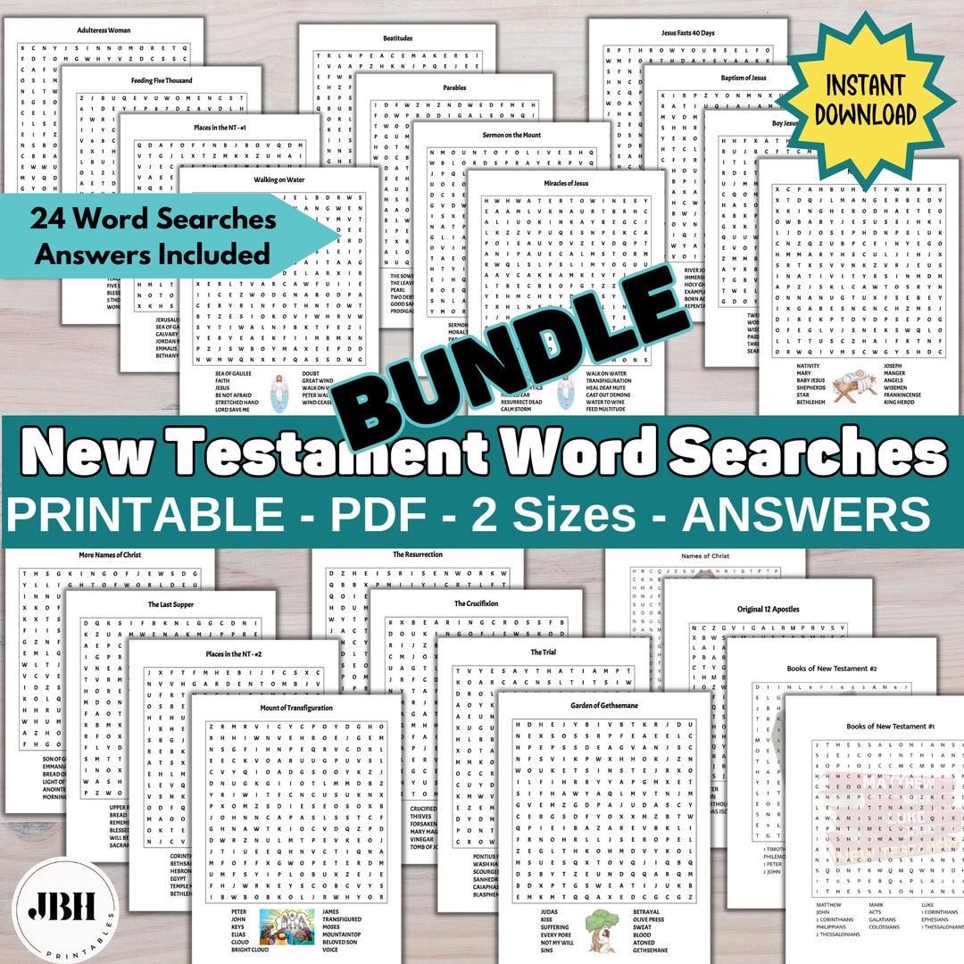 New Testament Stories Bundle With 24 Word Searches, Fun Bible Stories ...