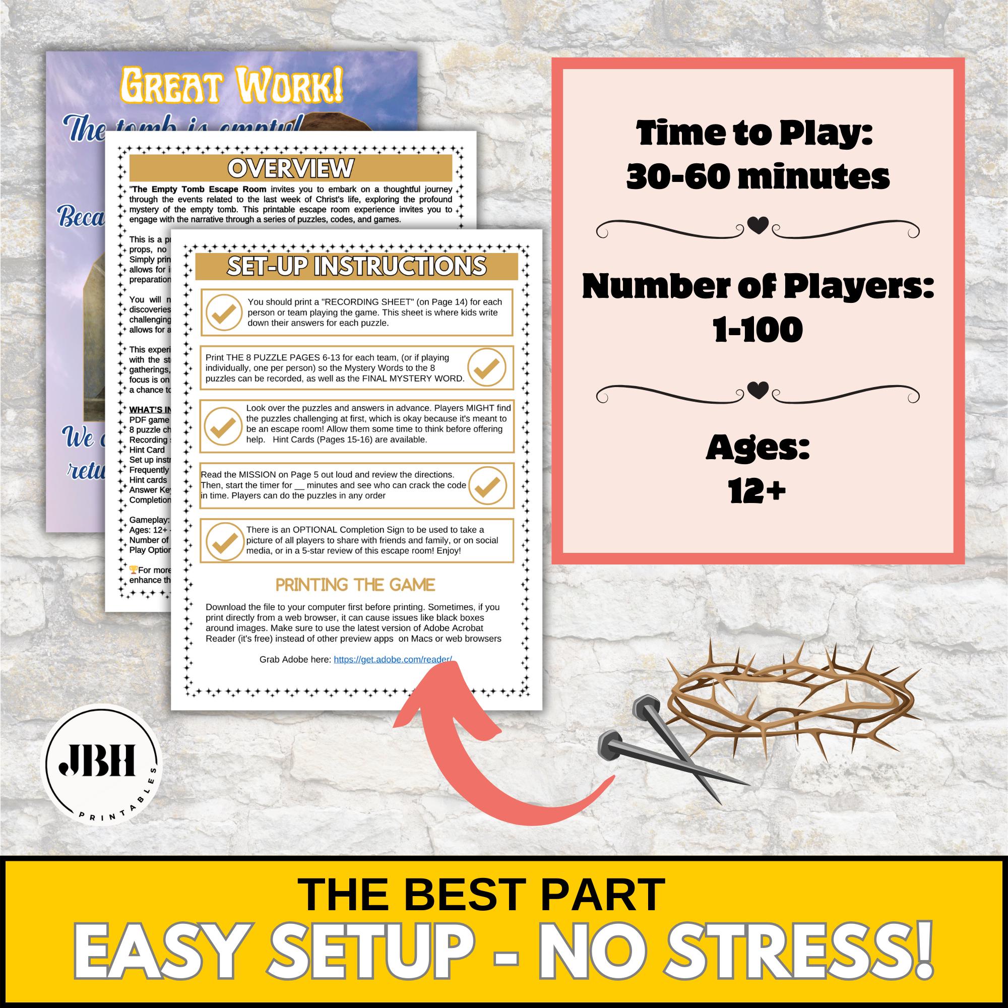 The Empty Tomb Escape Room, Christian Easter Activity, Printable ...