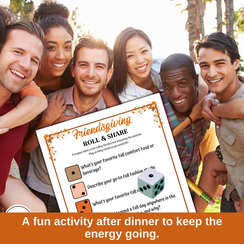 Friendsgiving Roll and Share Game: Printable Icebreaker (PDF) - Etsy