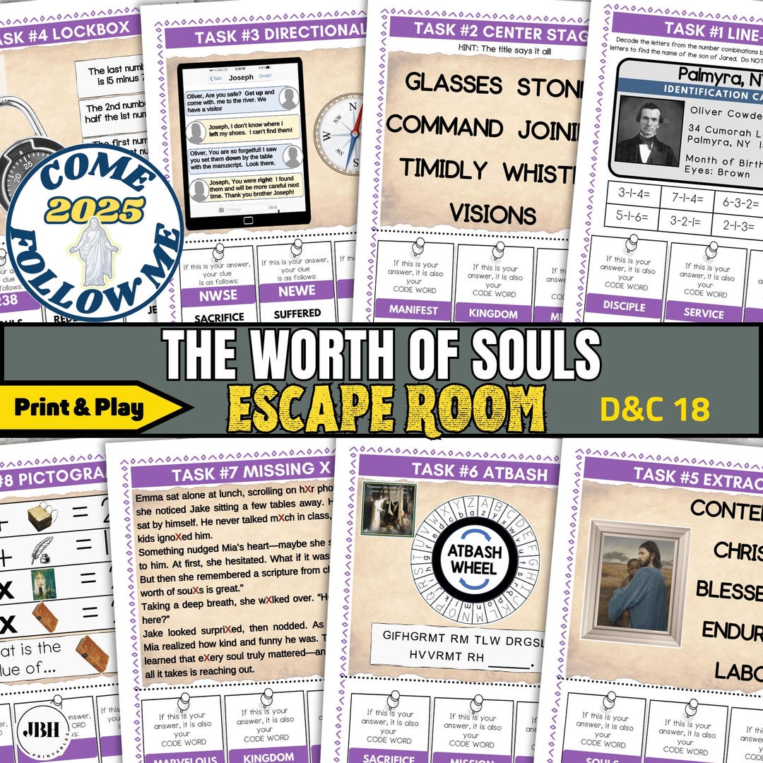Worth of Souls Escape Room, LDS Printable Game for Youth & Families ...