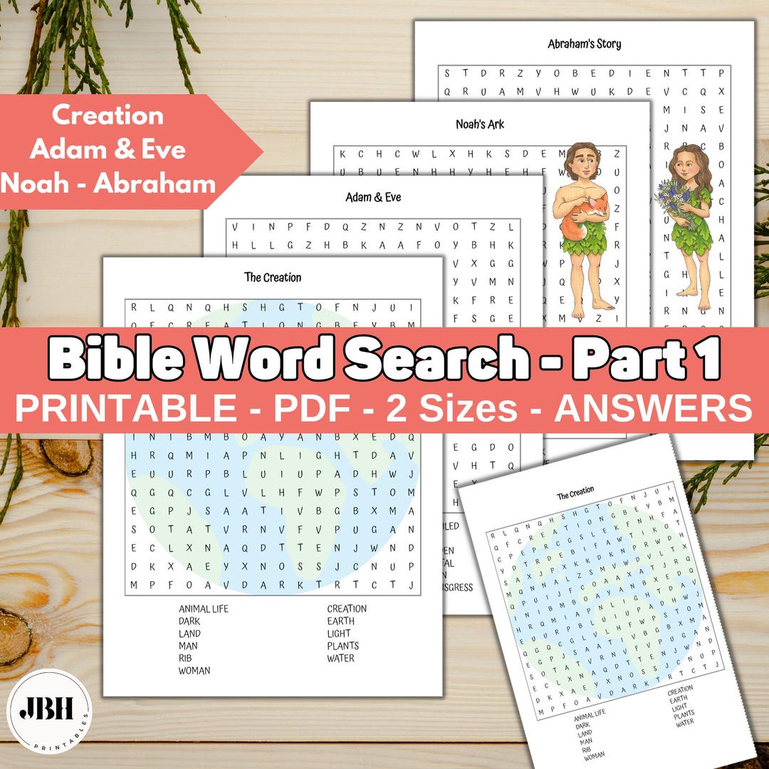 Bible Word Search for Kids – Part 1 - Creation, Adam and Eve, Noah ...