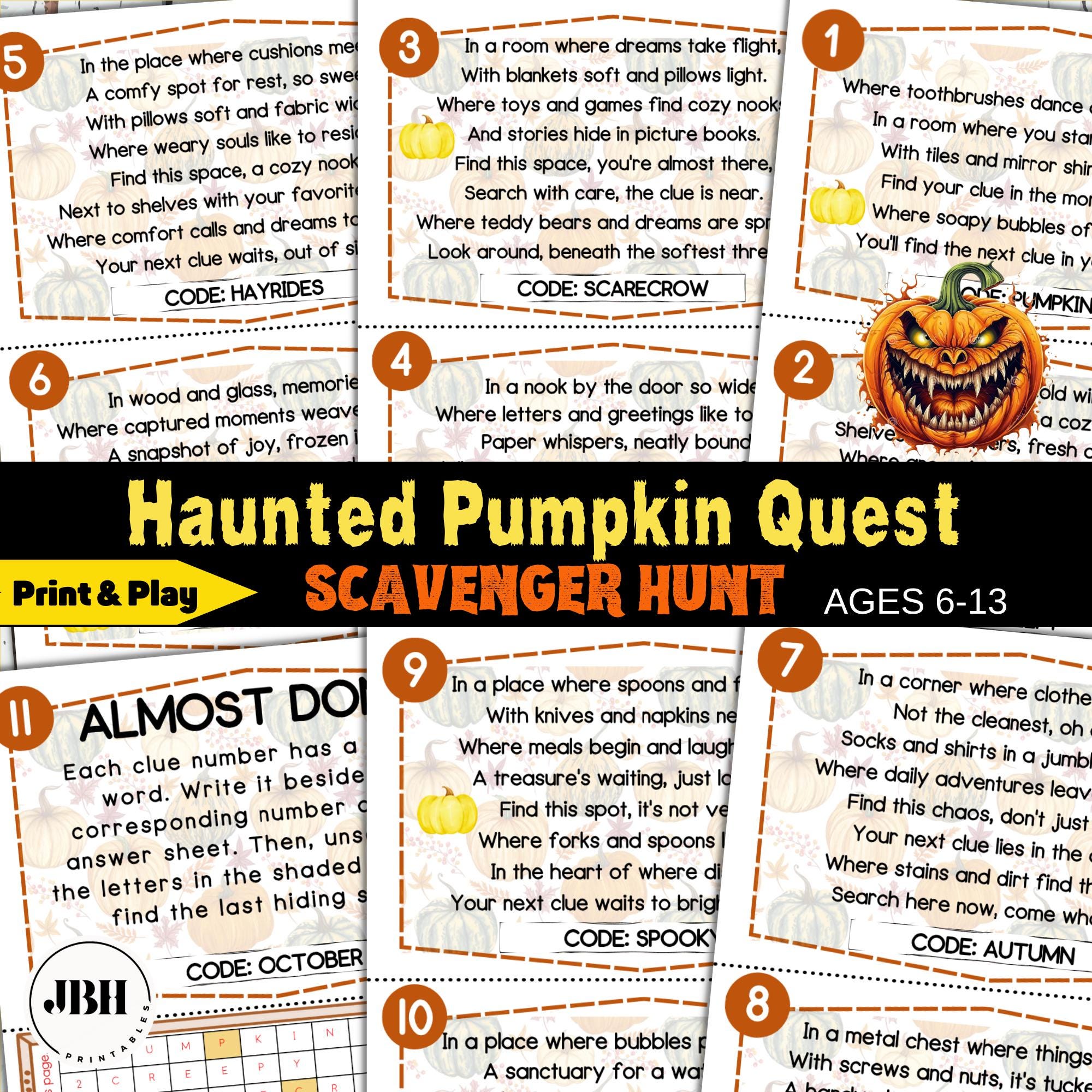Kids’ Halloween Scavenger Hunt – Find the Haunted Pumpkin, Printable ...