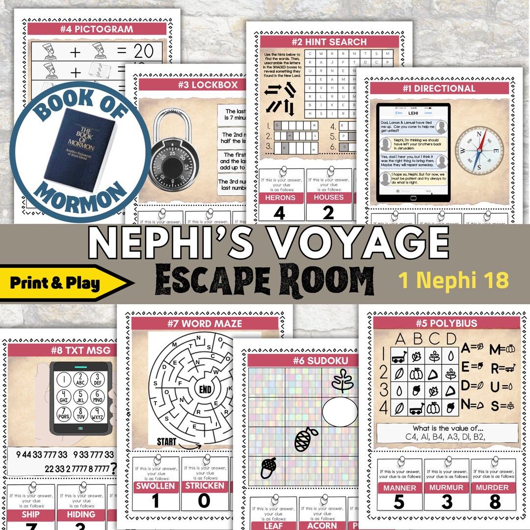 Nephi's Voyage Printable Escape Quest! Book of Mormon Adventure ...