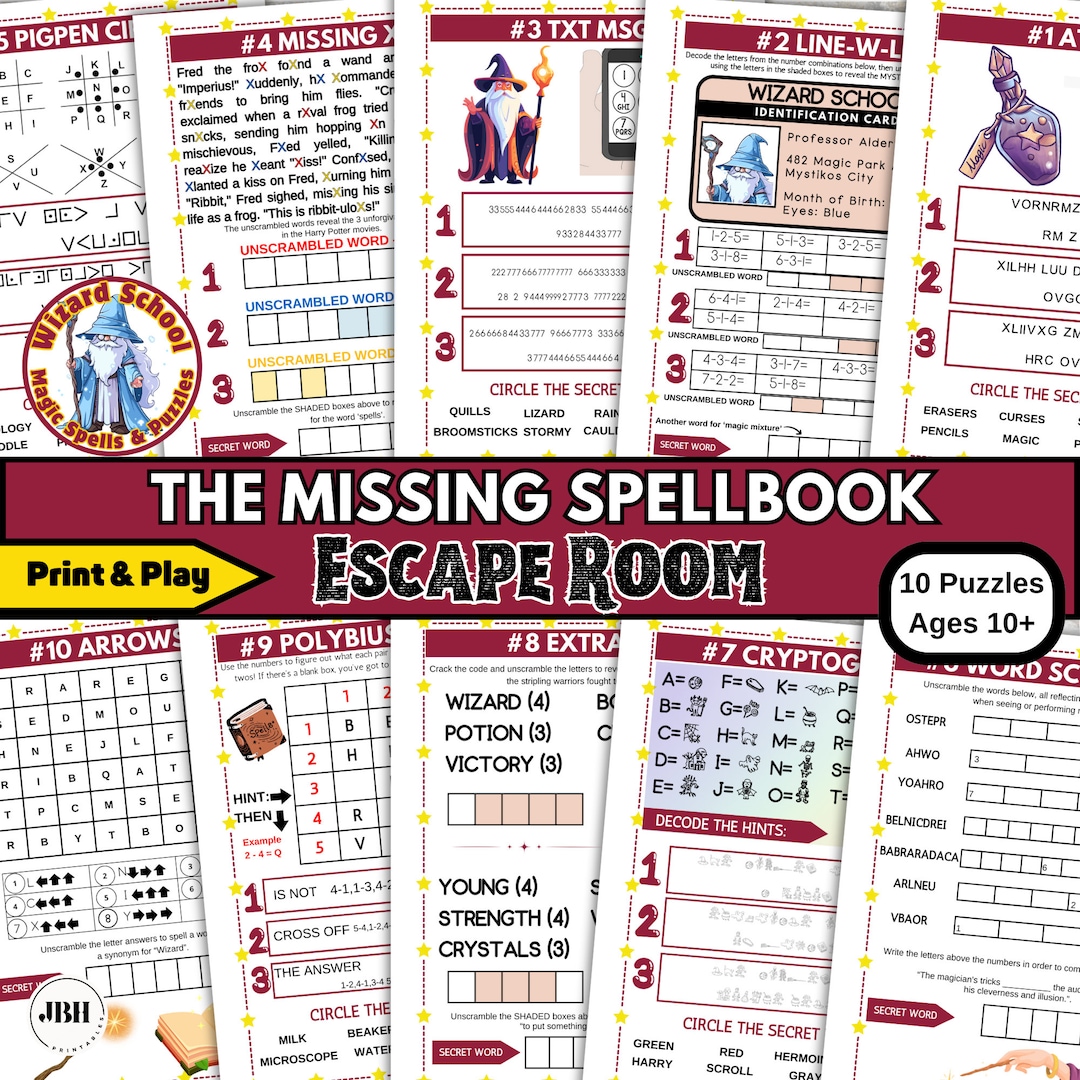 Wizard School Escape Room Game: the Missing Spellbook (PDF) - Etsy
