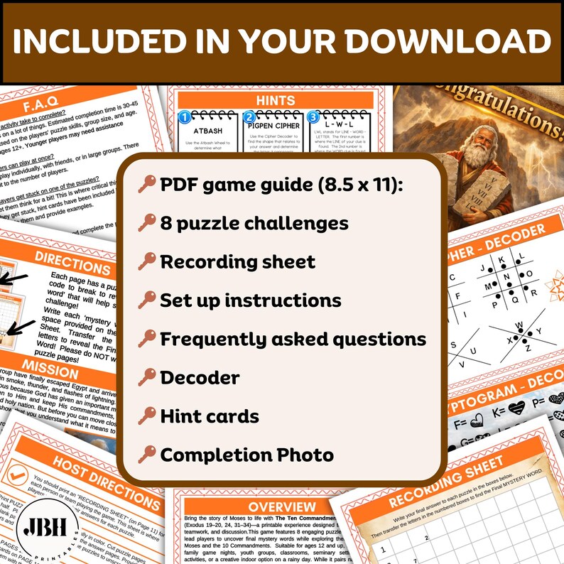 Ten Commandments Bible Escape Room, Printable Scripture Puzzle Game for ...