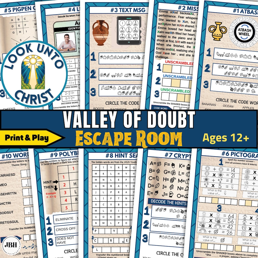 Look Unto Christ Escape Room Printable, Valley of Doubt LDS Youth Theme ...