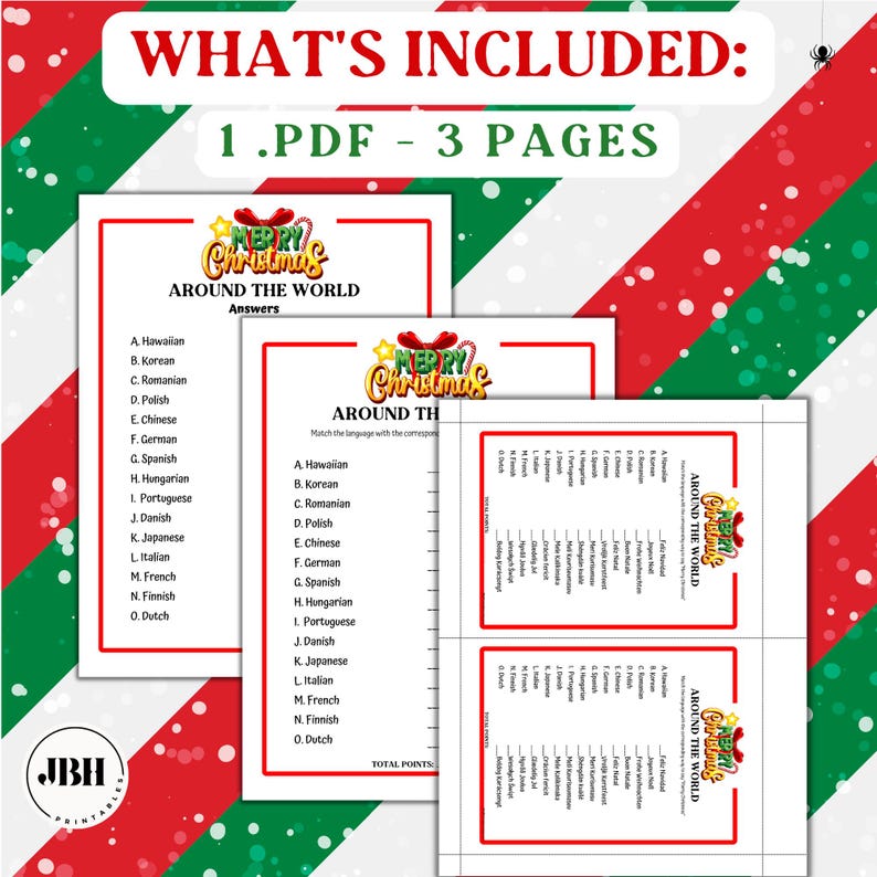 Printable Christmas Around the World Game, Fun and Educational Holiday ...