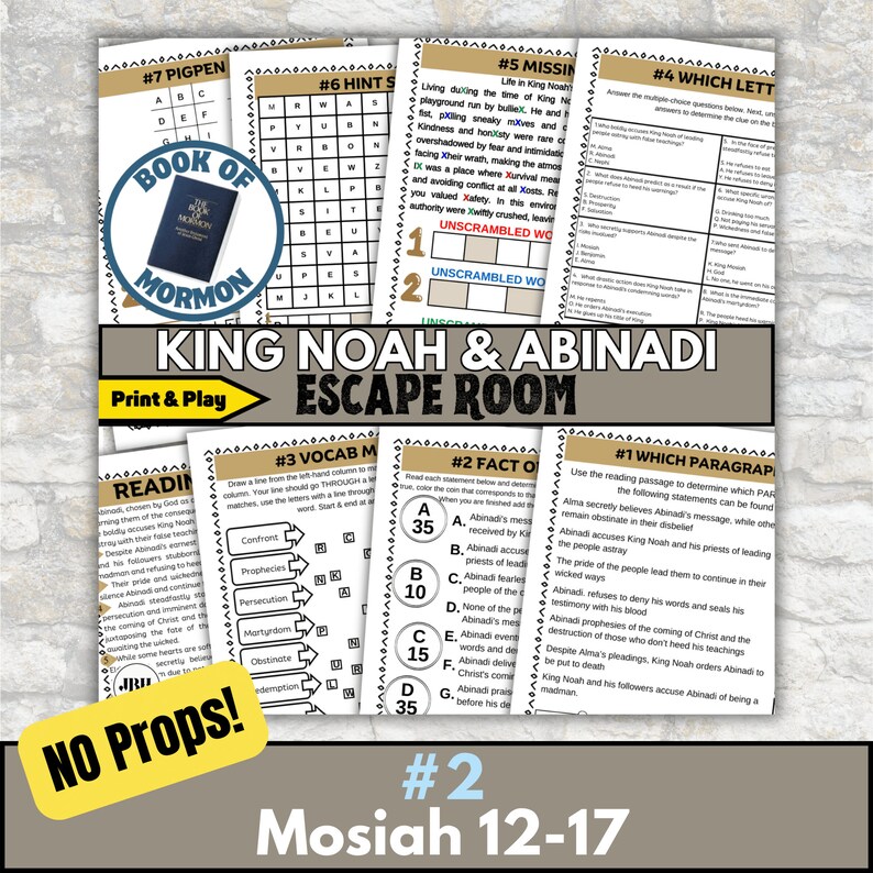 Book of Mormon Escape Room Bundle: Family Scripture Games (PDF) - Etsy