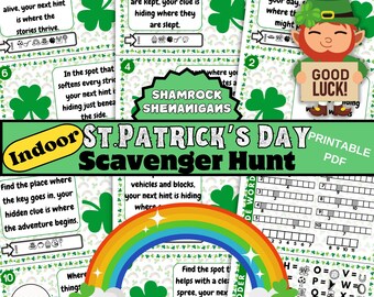 St. Patrick's Day Scavenger Hunt Clues - Etsy