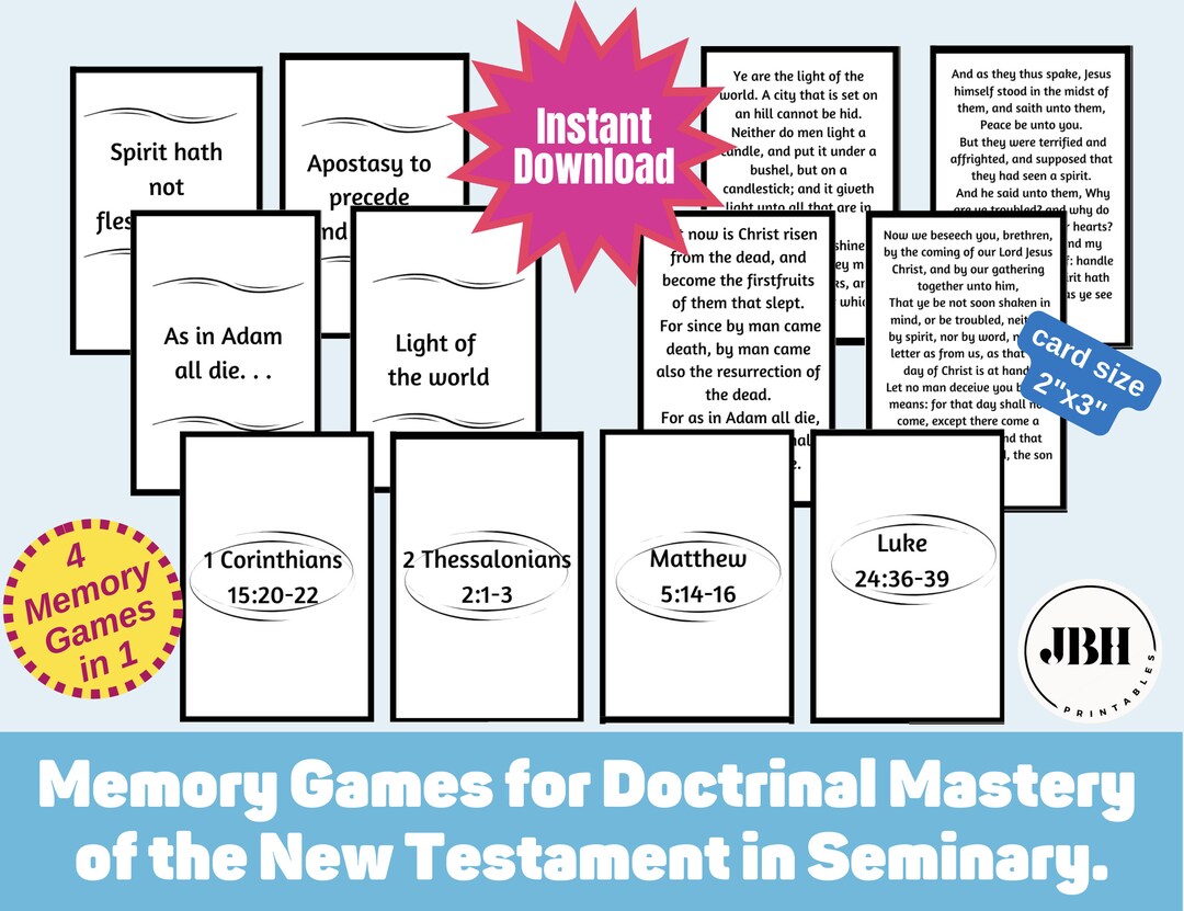 New Testament Scripture Memory Game: Seminary & Sunday School (digital ...