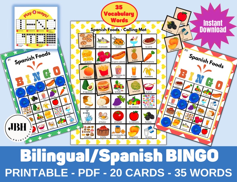 Spanish Foods Bingo: Language Learning Game (PDF Download) - Etsy