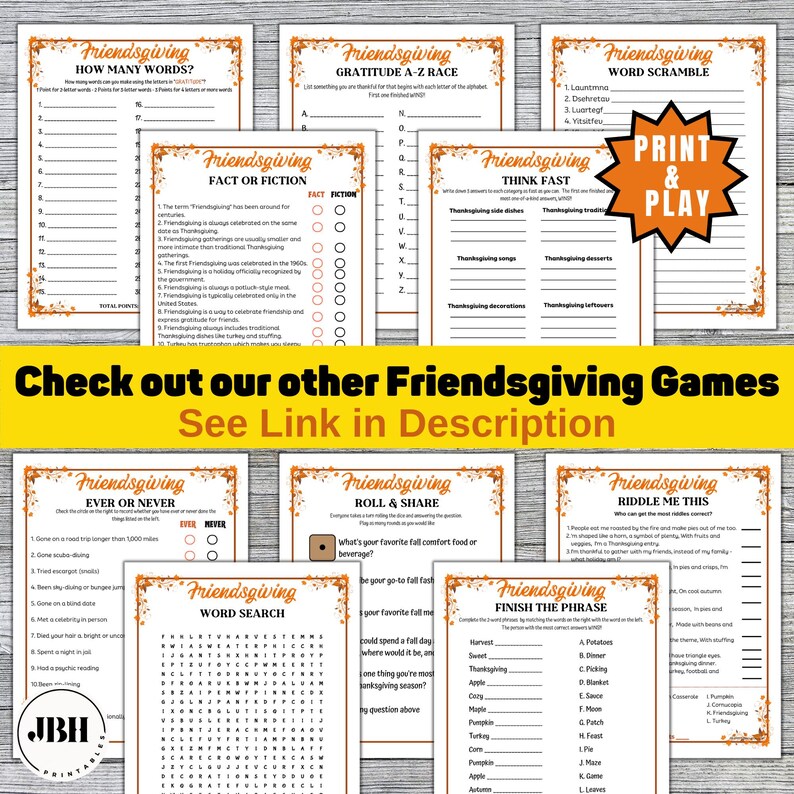 Friendsgiving Roll and Share Game: Printable Icebreaker (PDF) - Etsy