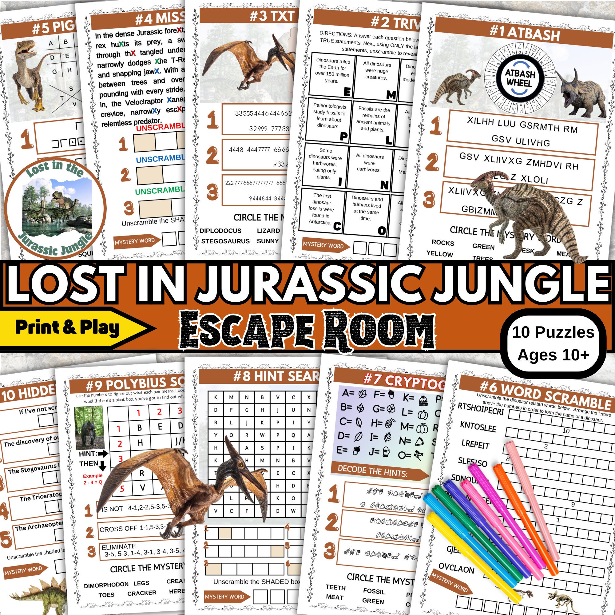 Printable Escape Room, Jurassic Jungle Adventure, Fun Family Game Night ...