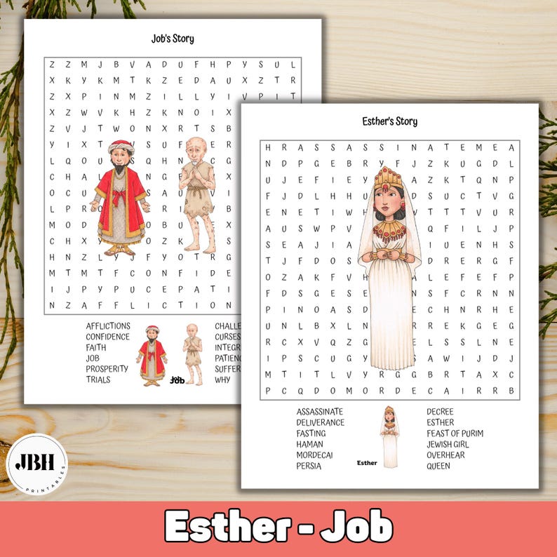 Bible Word Search for Kids – Part 5 - Esther, Job, Samson, and Places ...