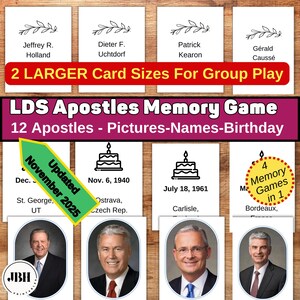 LDS 12 Apostles Memory Game: Large Cards for Group Play - NOVEMBER 2025 ...