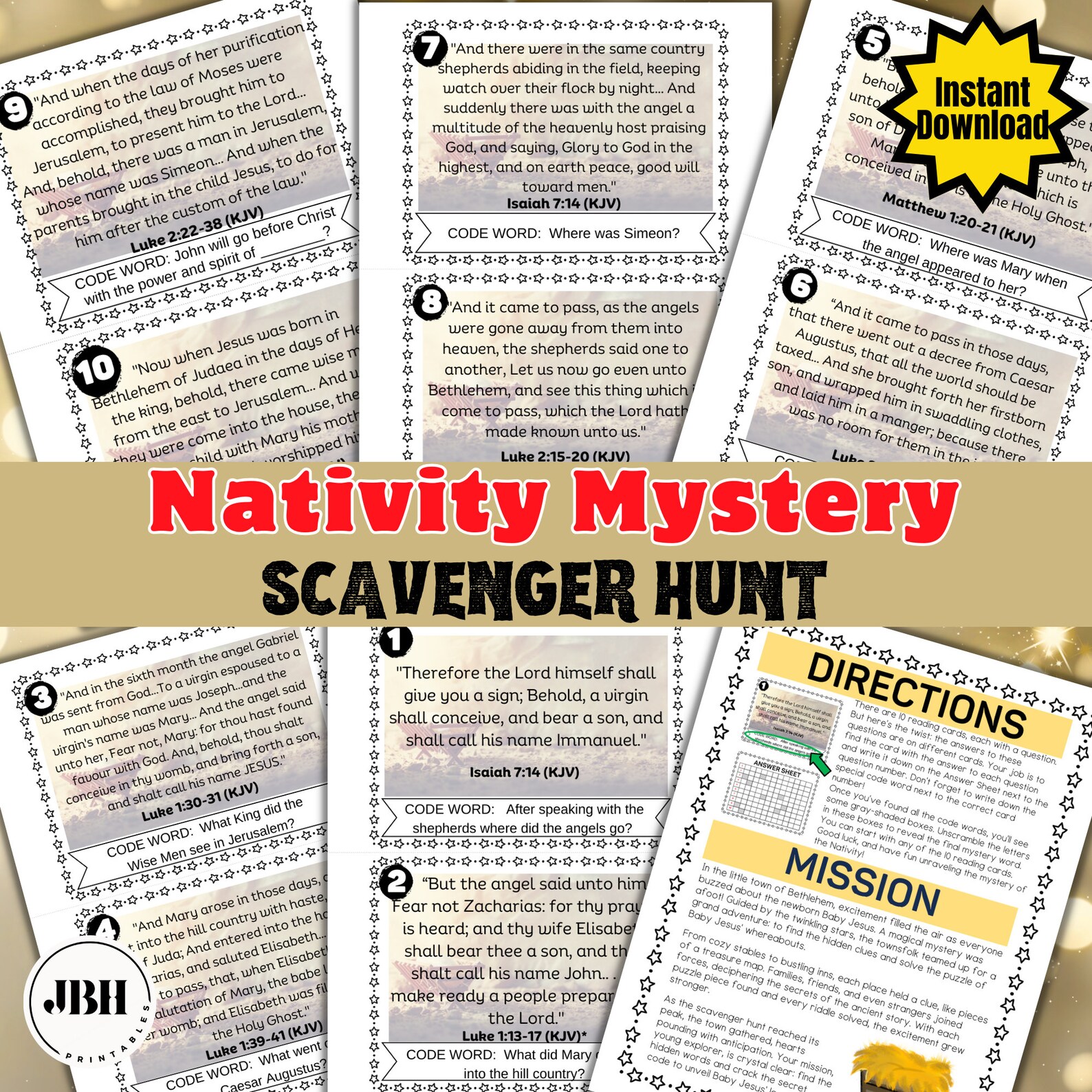 Nativity Mystery Scavenger Hunt: Christmas Family Game (digital ...