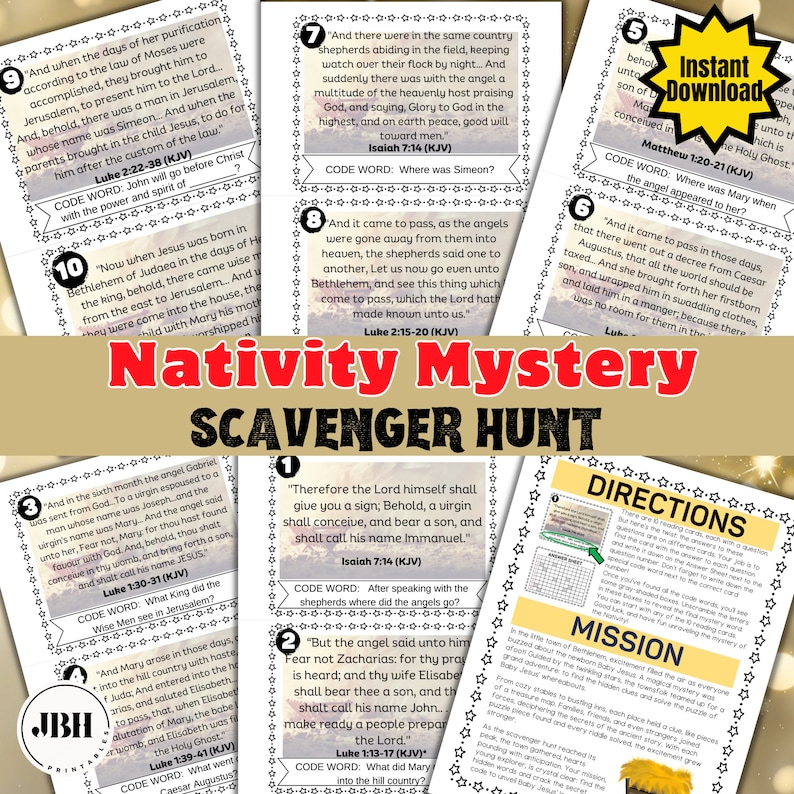 Nativity Mystery Scavenger Hunt: Christmas Family Game (digital ...