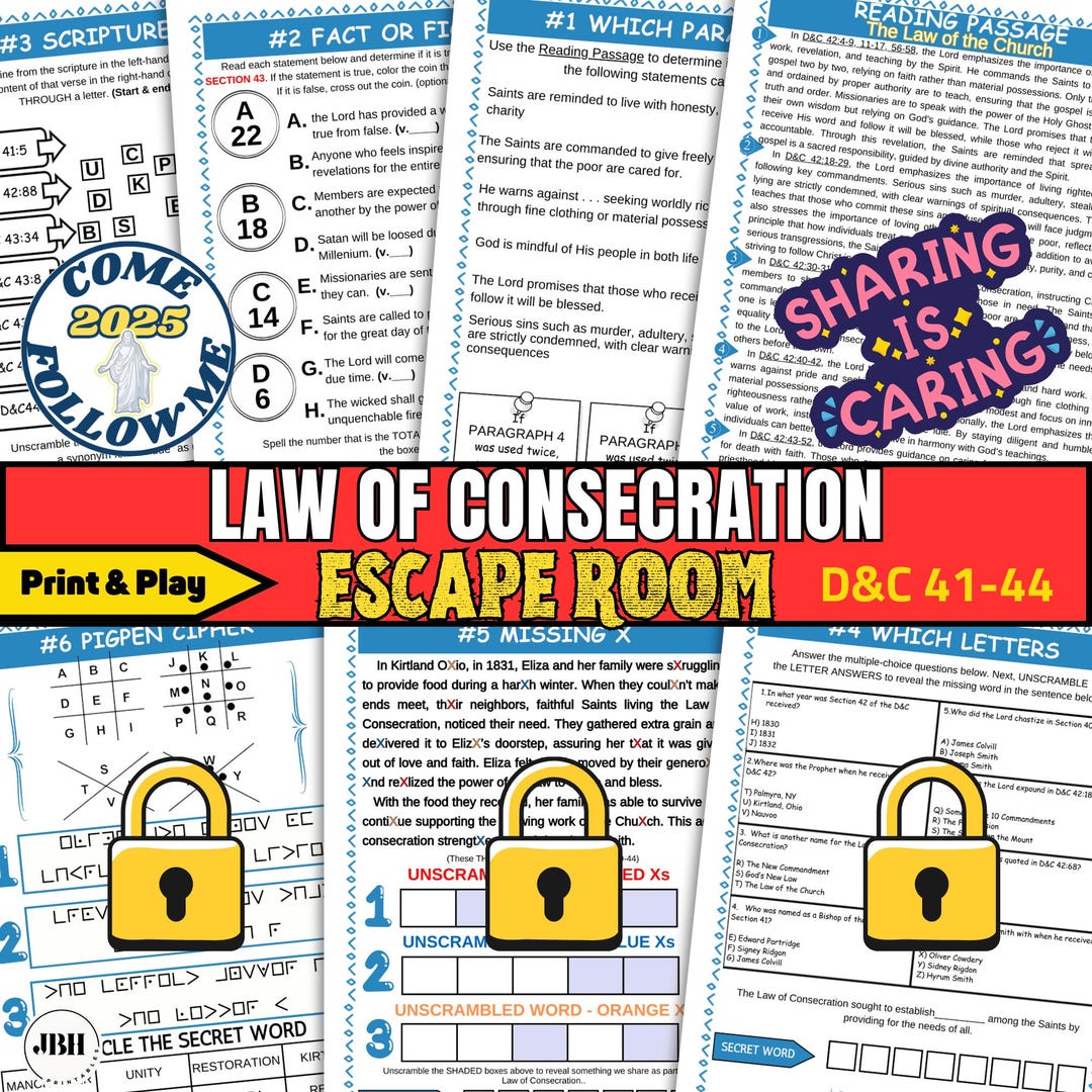Law of Consecration Escape Room: LDS Youth Activity (printable) - Etsy