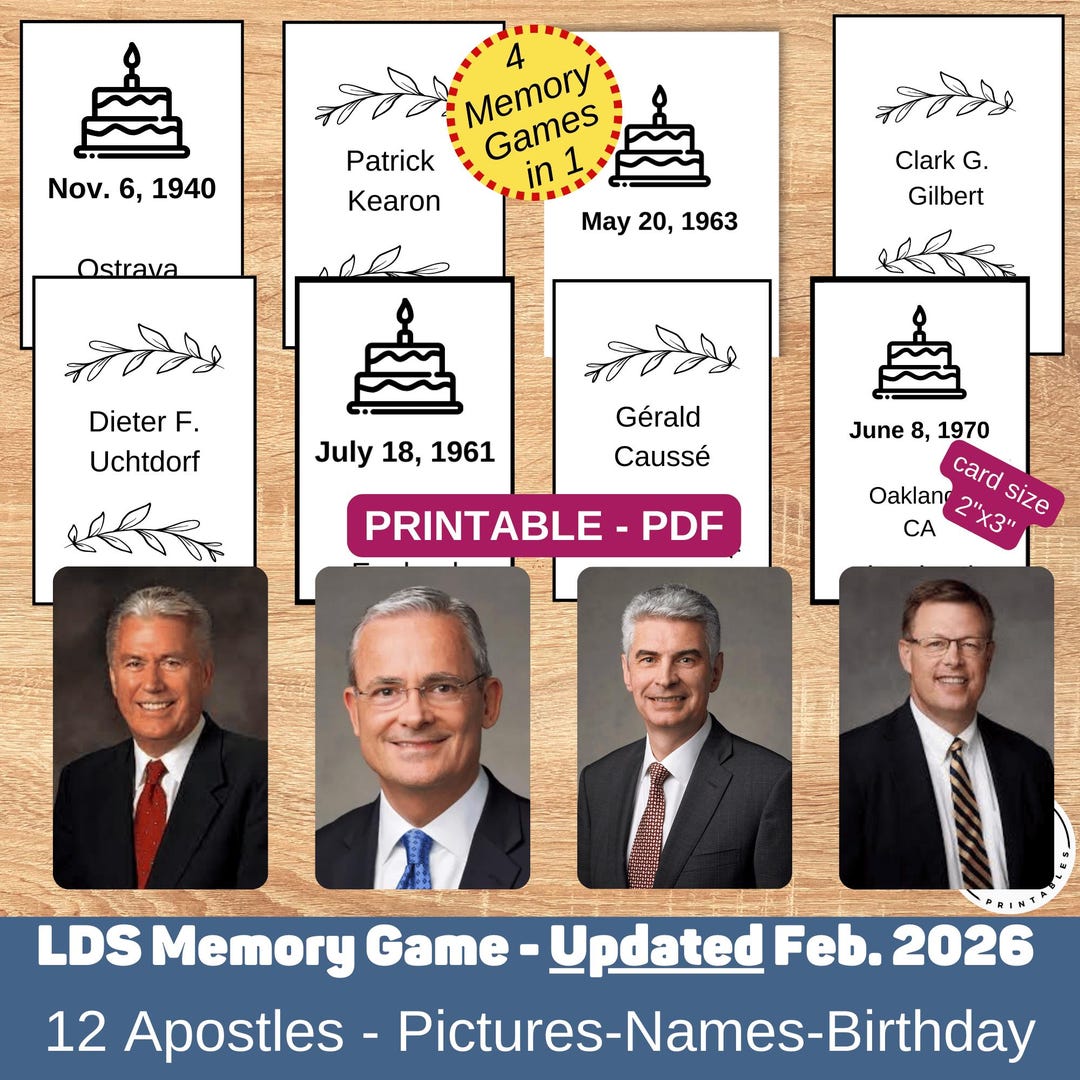 LDS Apostle Memory Game, 4 Games in 1, 12 Apostles Matching Pictures ...