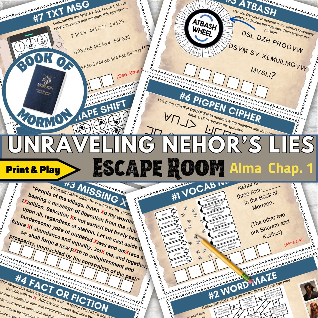 Nehor's Lies Escape Room Printable, Fun for Family & Seminary, Book of ...