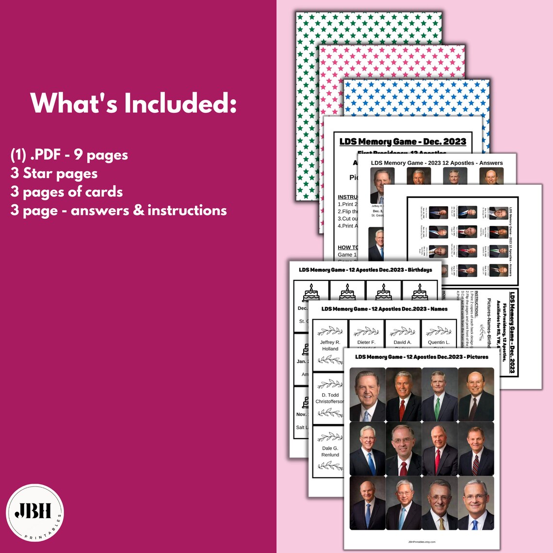 LDS Memory Game 4 Games in 1 12 Apostles Matching Pictures, Names, and ...