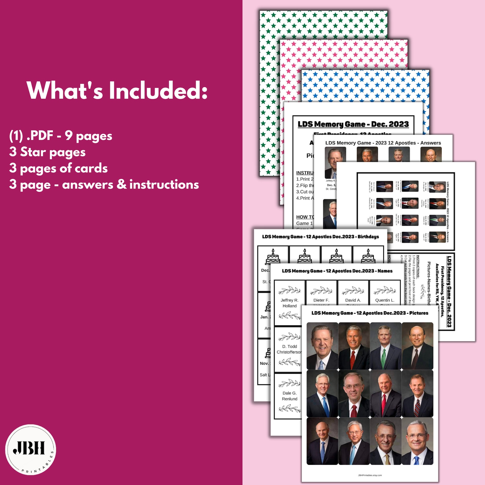LDS Memory Game 4 Games in 1 12 Apostles Matching Pictures, Names, and ...