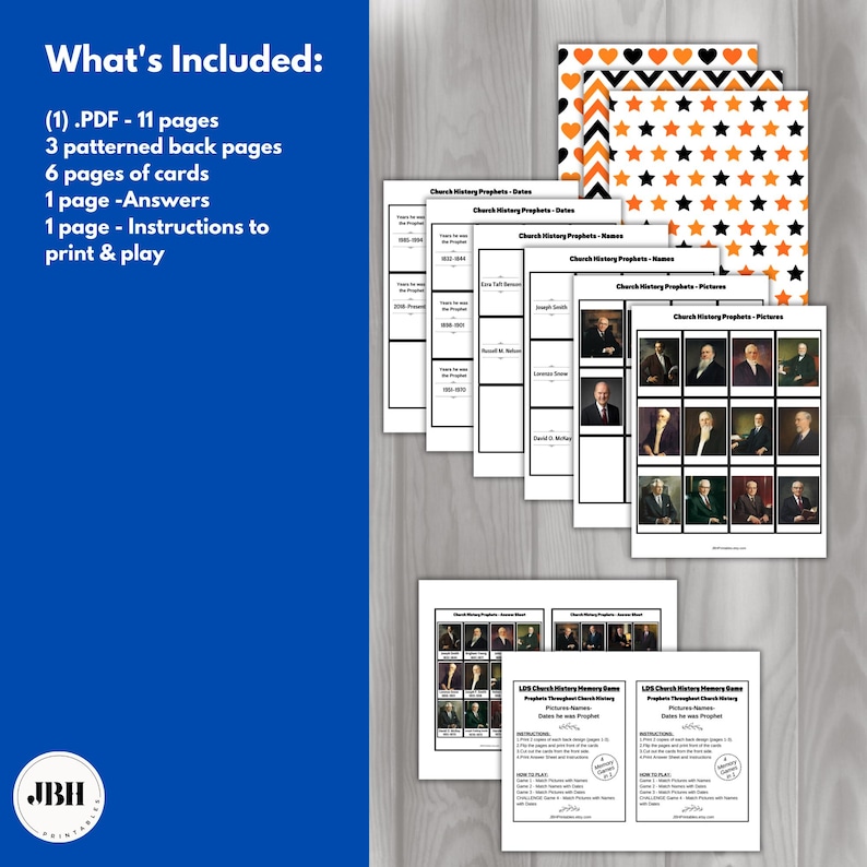 LDS Prophets Memory Game: Church History Family Activity (digital ...