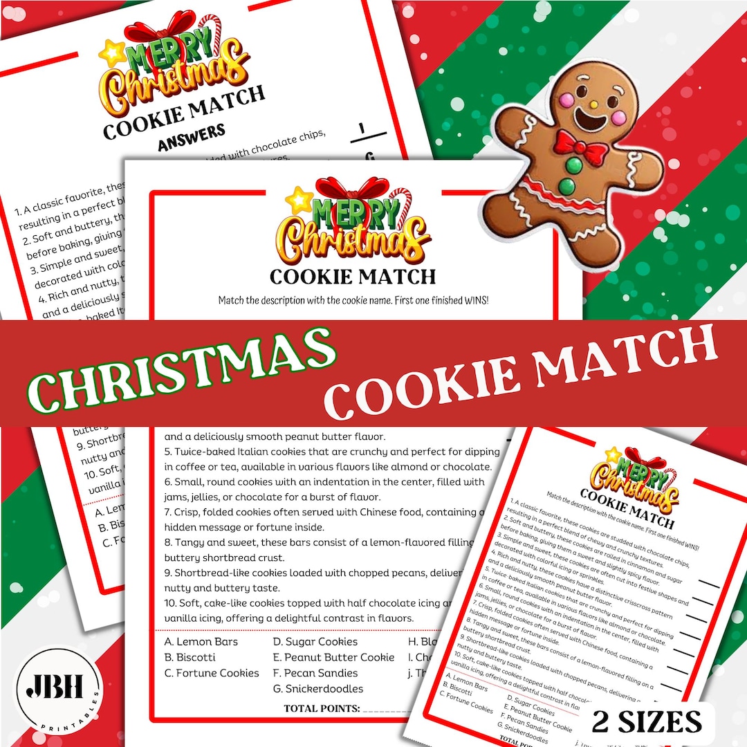 Printable Christmas Cookie Game, Match Sweet Treats in This Holiday ...