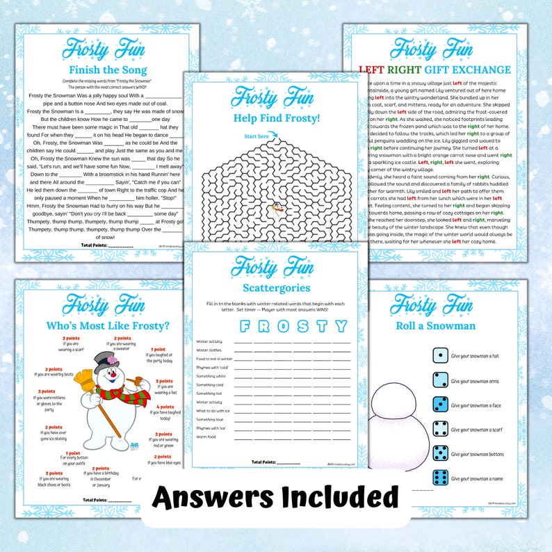 Printable Winter Games Bundle: Family Fun Activities, Printable Winter ...