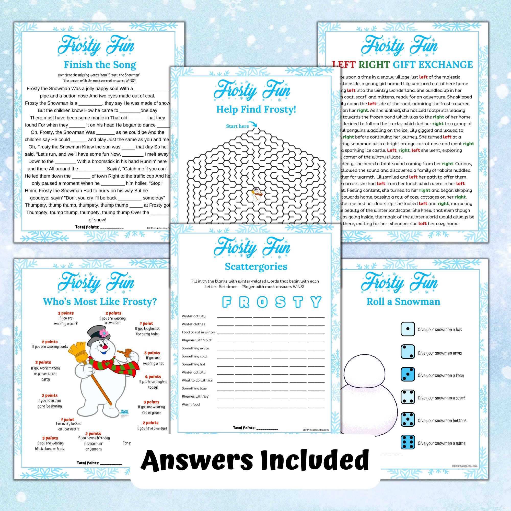 Printable Winter Games Bundle: Family Fun Activities, Printable Winter ...