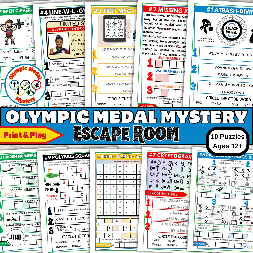 Olympic Medal Mystery Escape Room | Printable Party Game, Olympic Watch ...